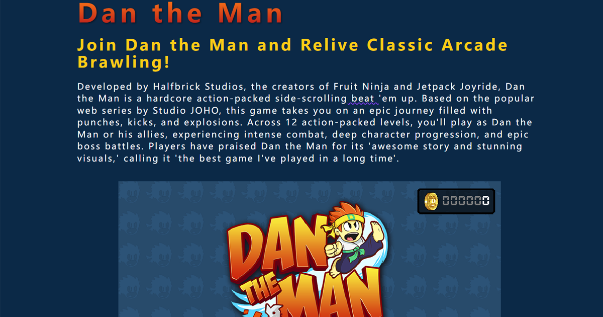Dan the Man - Free Online Retro Action game